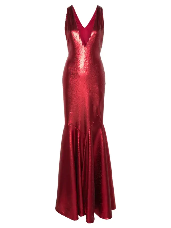 GENNY Sequinned Mermaid Gown - Red