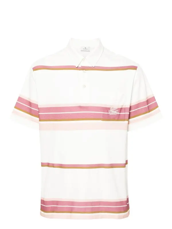 Etro Pegaso-motif Cotton Polo Shirt - Neutrals