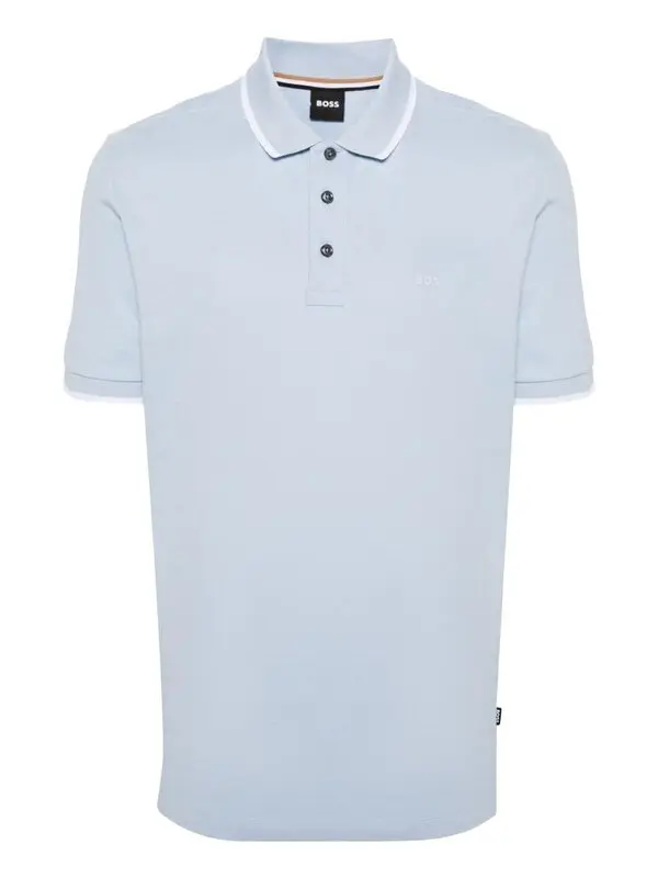 BOSS Logo-print Piqué Polo Shirt - Blue
