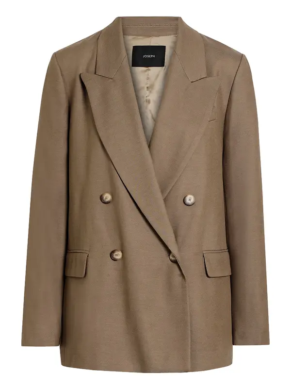 JOSEPH Jaden Double-breasted Twill Blazer - Taupe