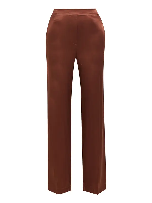 JOSEPH Tova Silk-satin Straight-leg Pants - Brown