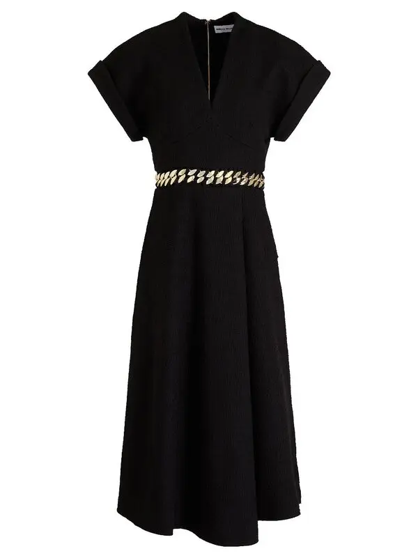 Rebecca Vallance Carine Chain-embellished Tweed Midi Dress - Black