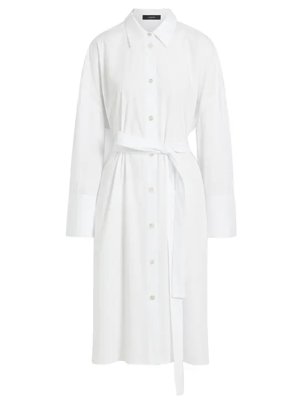 JOSEPH Darwin Cotton-poplin Midi Shirt Dress - White