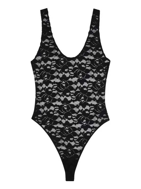 ANINE BING Alysha Floral-lace Bodysuit - Black