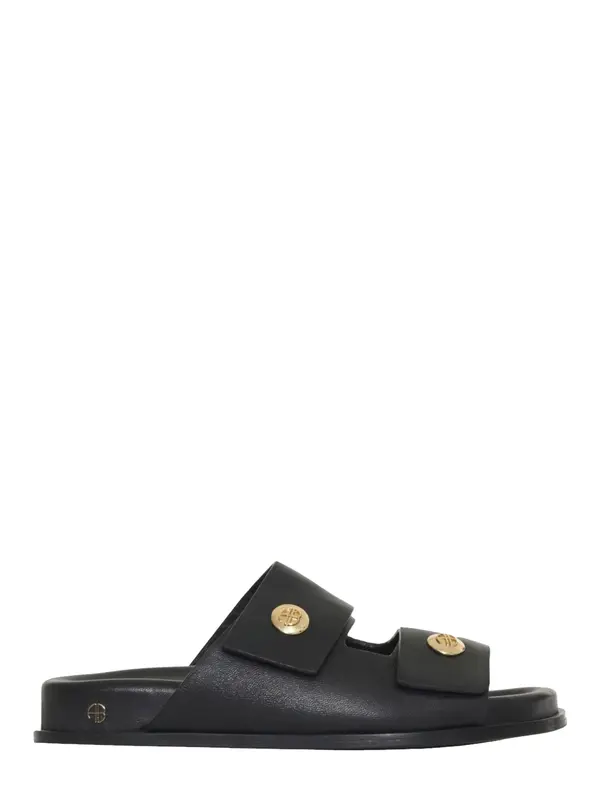 ANINE BING Ella Leather Slides - Black