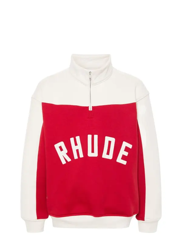 Rhude Contrast Varsity Cotton Sweatshirt - Red