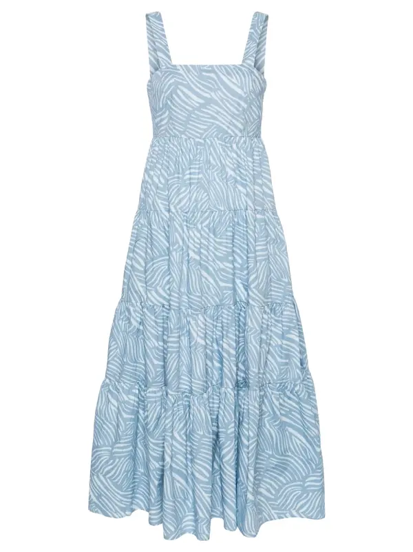 Michael Kors Zebra-print Tiered Midi Dress - Blue