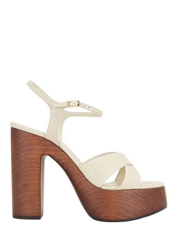 Saint Laurent Bianca Platform Sandals - Beige