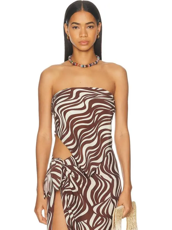 Enza Costa Scarf Top - Wave Print