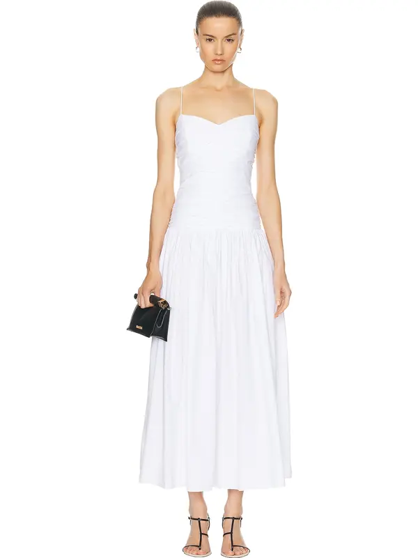 Matteau Gathered Drop Waist Dress - White