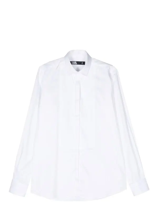 Karl Lagerfeld Smocking-detail Poplin Shirt - White