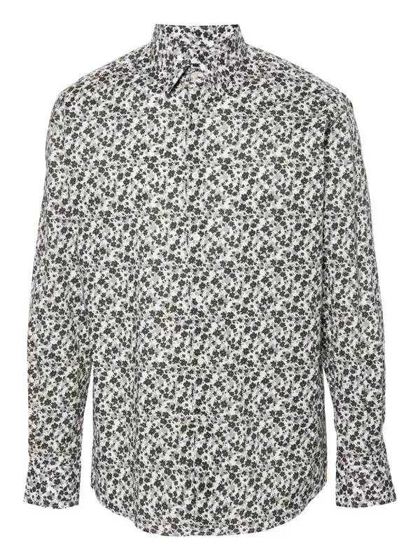 Karl Lagerfeld Floral-print Poplin Shirt - Grey