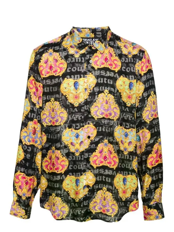 Versace Heart Couture-print Shirt - Black