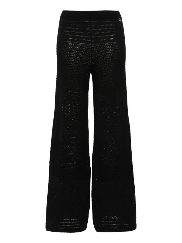 TWINSET Pointelle-knit Palazzo Pants - Black