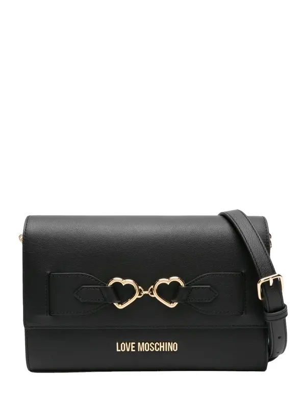 Moschino Logo-plaque Leather Shoulder Bag - Black
