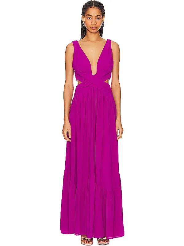 Line & Dot Headliner Maxi Dress - Magenta