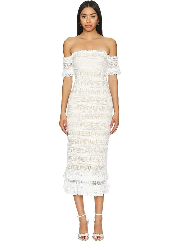 Likely Milaro Off-the-shoulder Lace Dress - White