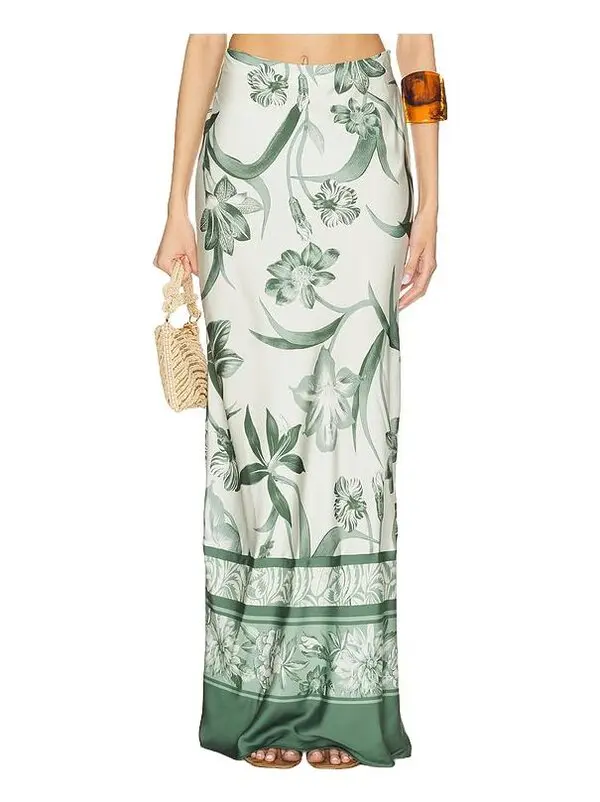 Rococo Sand Printed Maxi Skirt - Sage Green