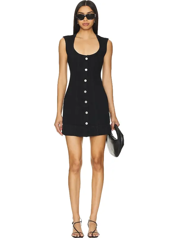 FRAME Seamed Scoop Dress - Black