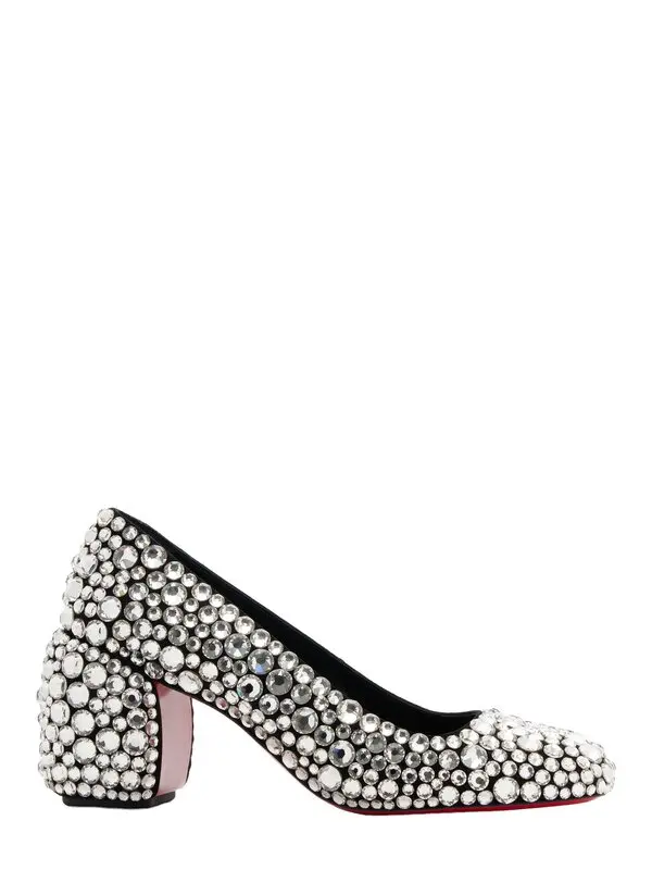 CHRISTIAN LOUBOUTIN Minny Maxi 70mm Crystal-embellished Suede Pumps - Black