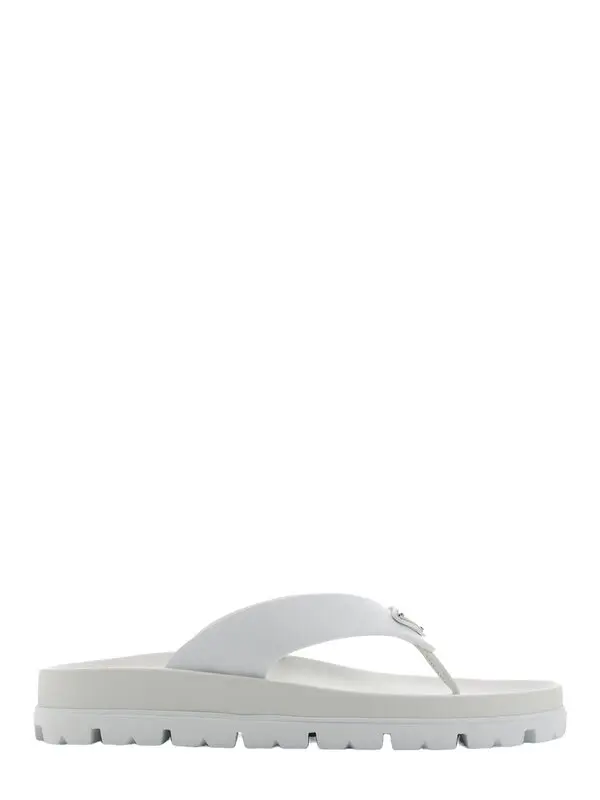 Prada Leather Flip-flop Sandals - White