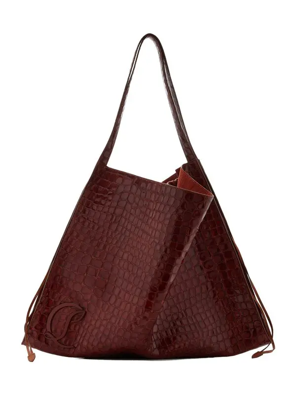 CHRISTIAN LOUBOUTIN Le 54 Croc-embossed Leather Tote - Brown