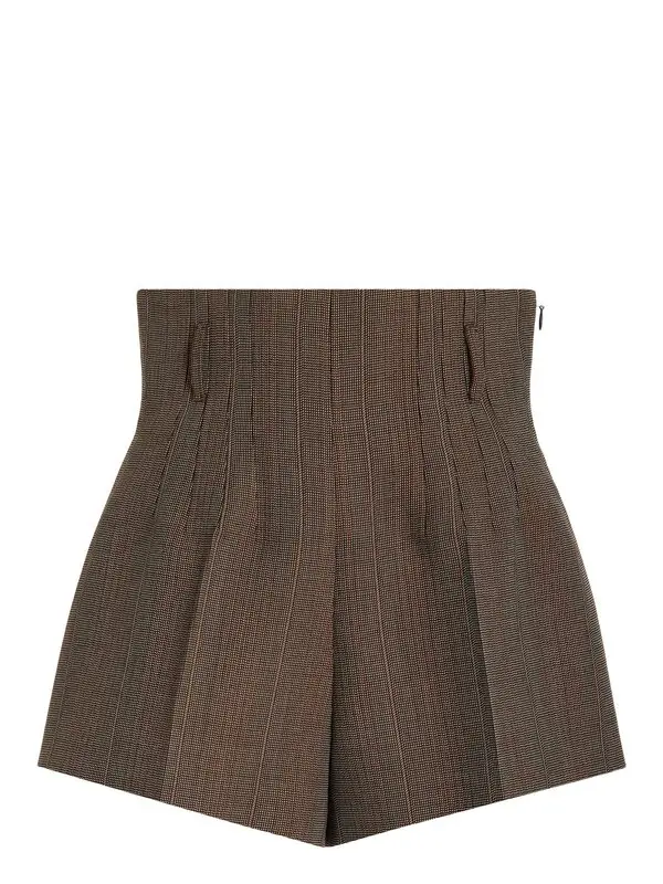 Prada Corset-waist Wool Suiting Shorts - Grey