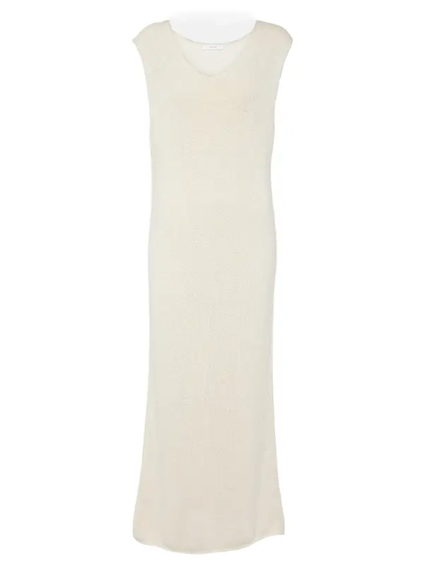 THE ROW Folosa Knitted Silk Maxi Dress - White