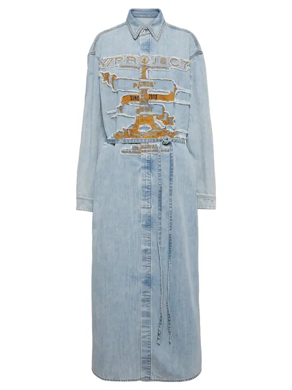 Y/project Evergreen Paris' Best Denim Shirt Dress - Blue