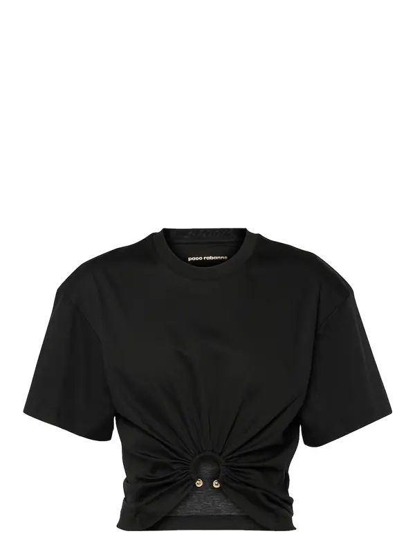 Rabanne Gathered Crop Top - Black