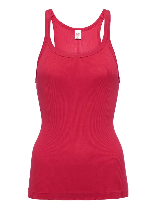 RE/DONE Ribbed Cotton Tank Top - Red