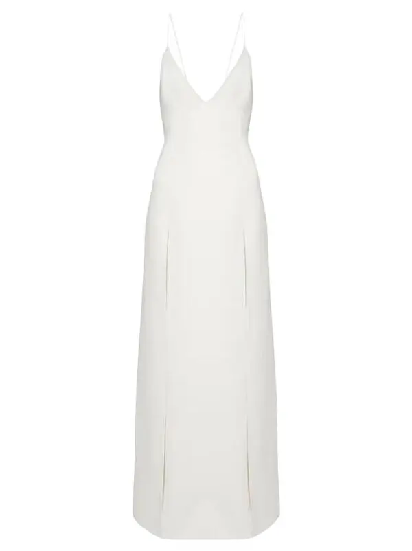 Khaite Nonya Crêpe Satin Slip Dress - White