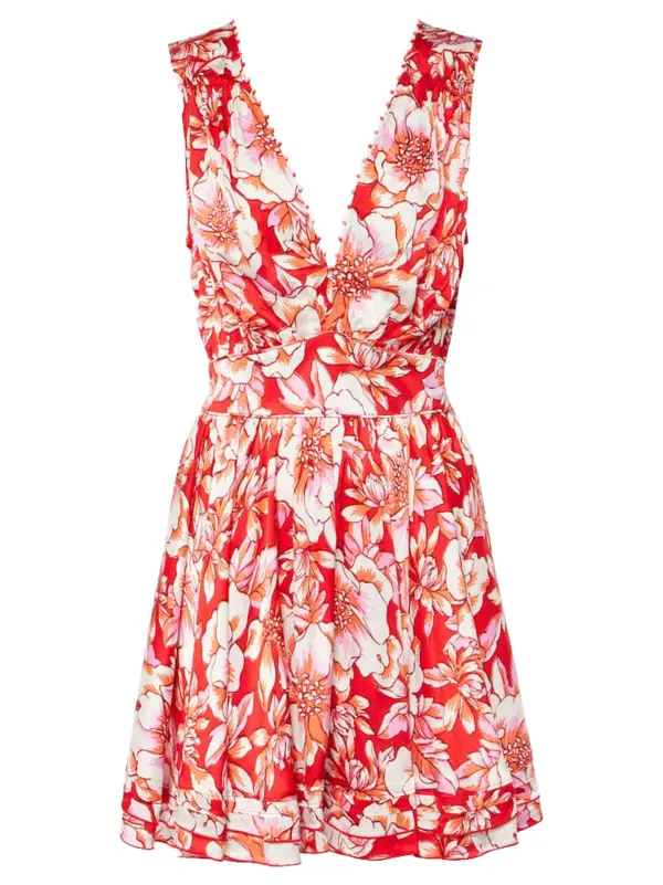Poupette St Barth Bessie Floral Minidress - Red