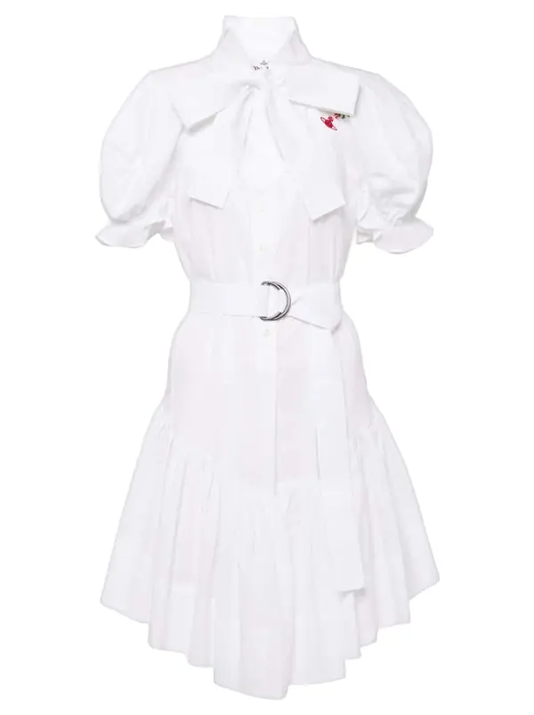 VIVIENNE WESTWOOD Football Heart Cotton Shirt Dress - White