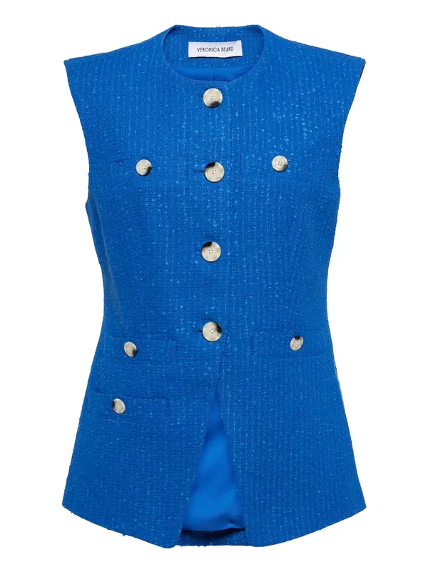 Veronica Beard Tamara Cotton-blend Tweed Vest - Blue