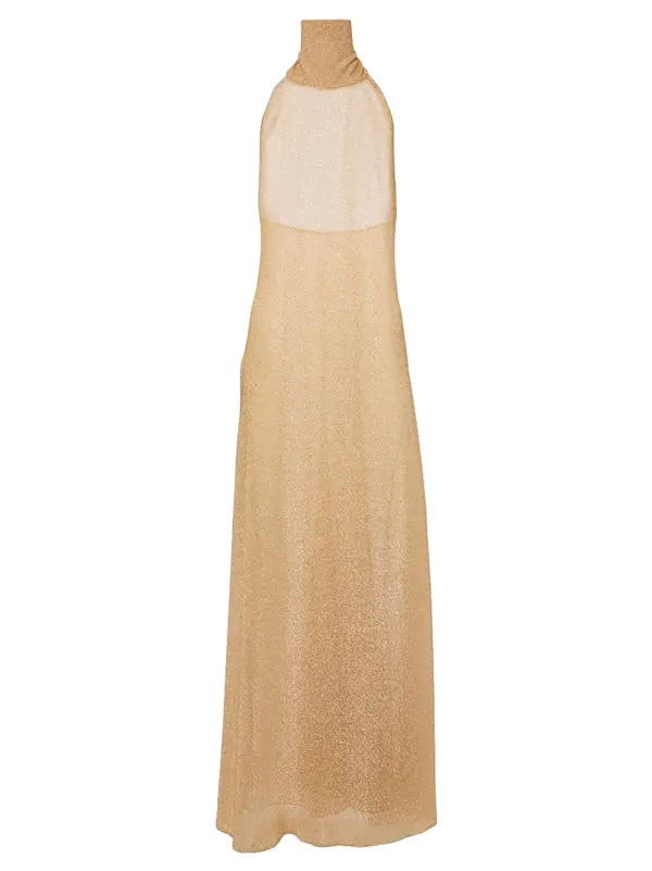 Oseree Lumière Metallic Maxi Dress - Gold