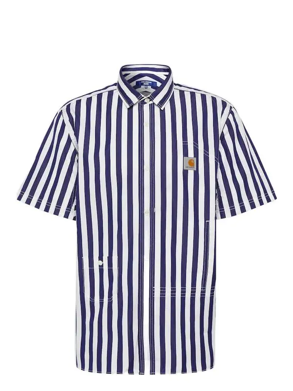 Junya Watanabe X Carhartt Striped Cotton Bowling Shirt - White