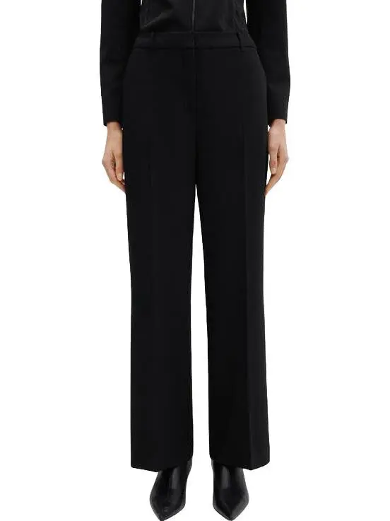 Mango Wide Leg Flat Front Trousers - Black