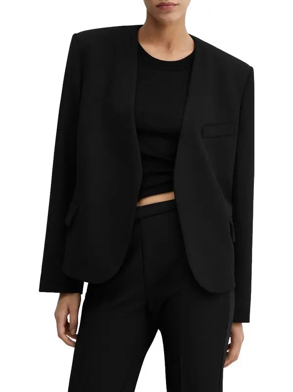 Mango Padded Shoulder Collarless Jacket - Black