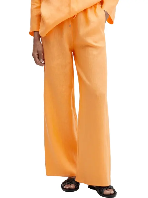 Mango Linen Drawstring Pants - Clementine