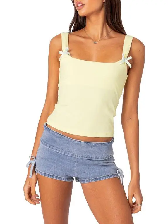 EDIKTED Lola Bow Rib Tank - Yellow