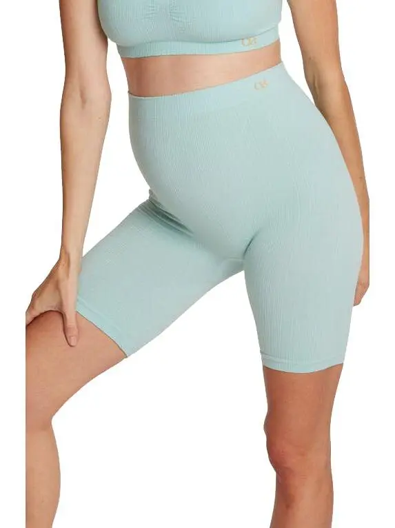 CACHE COEUR Zoe Ribbed Maternity Shorts - Turquoise