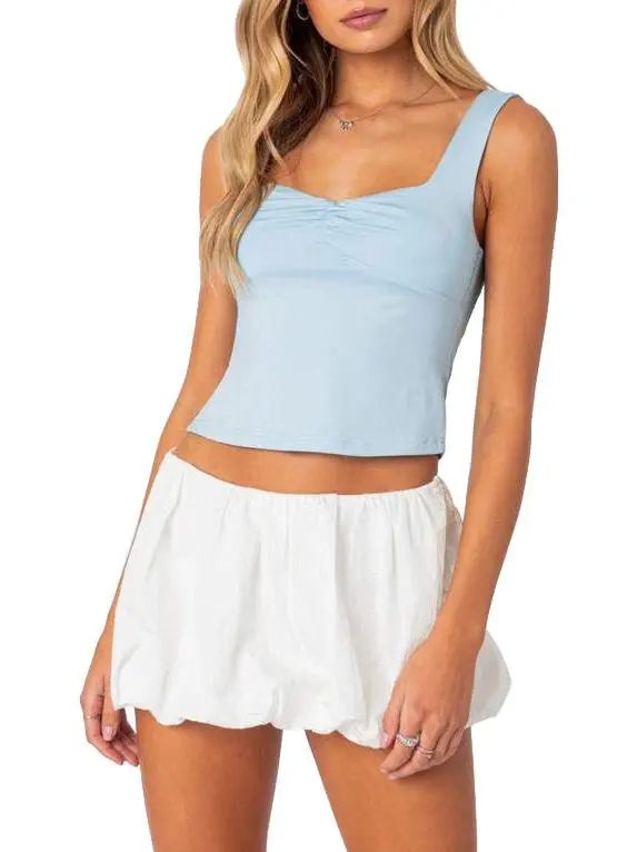 EDIKTED Ruched Crop Tank - Light-blue