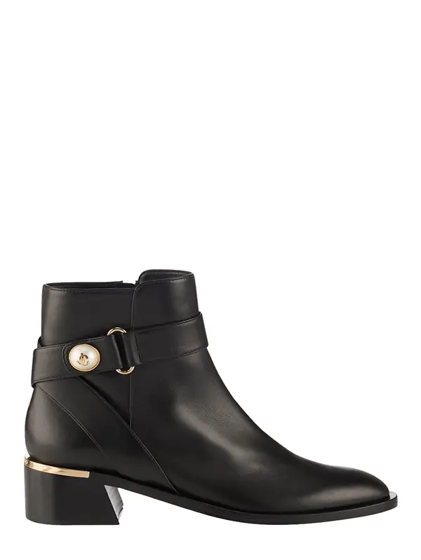 JIMMY CHOO Noor Leather Ankle Booties - Black