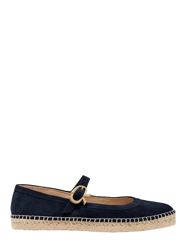 GIANVITO ROSSI Suede Ballerina Espadrilles - Denim