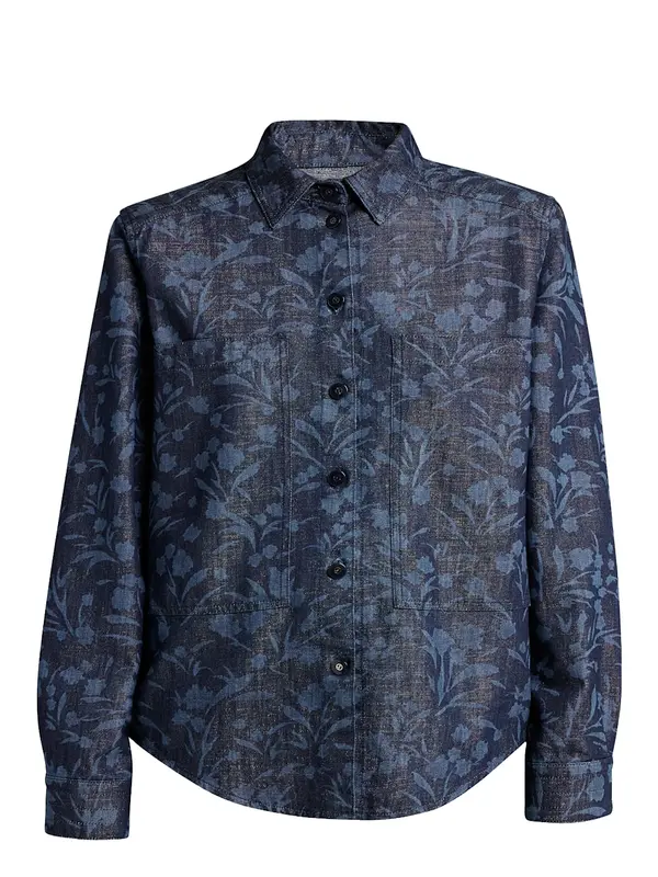 Giorgio Armani Shiny Floral Shirt - Denim