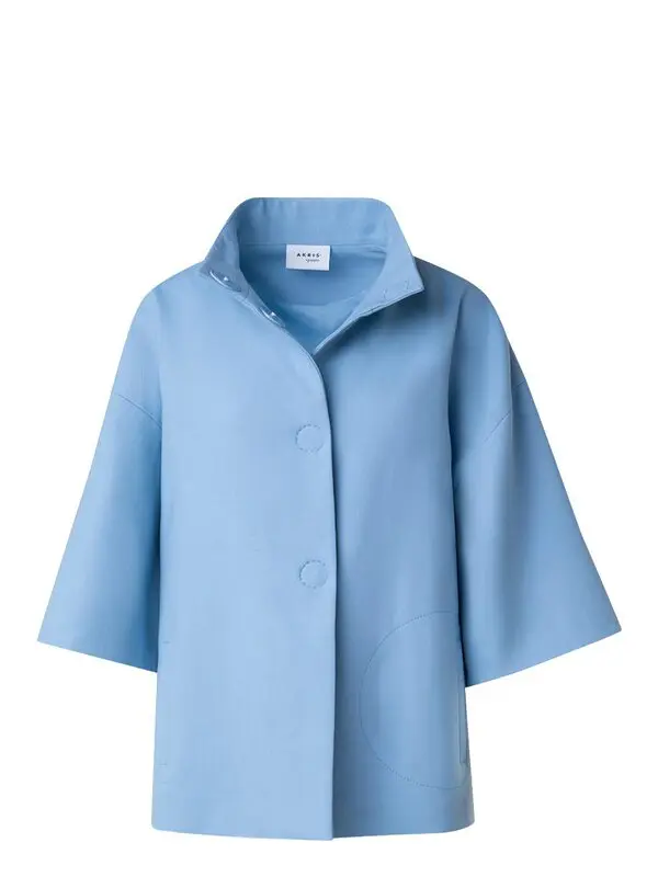 Akris Wool Tricotine Carcoat - Sky