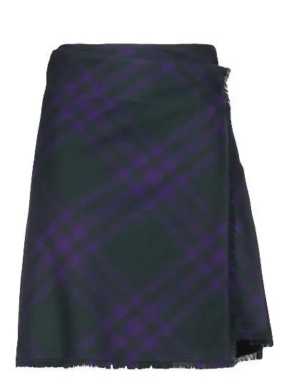 Burberry Mini Tartan Wool Skirt - Purple