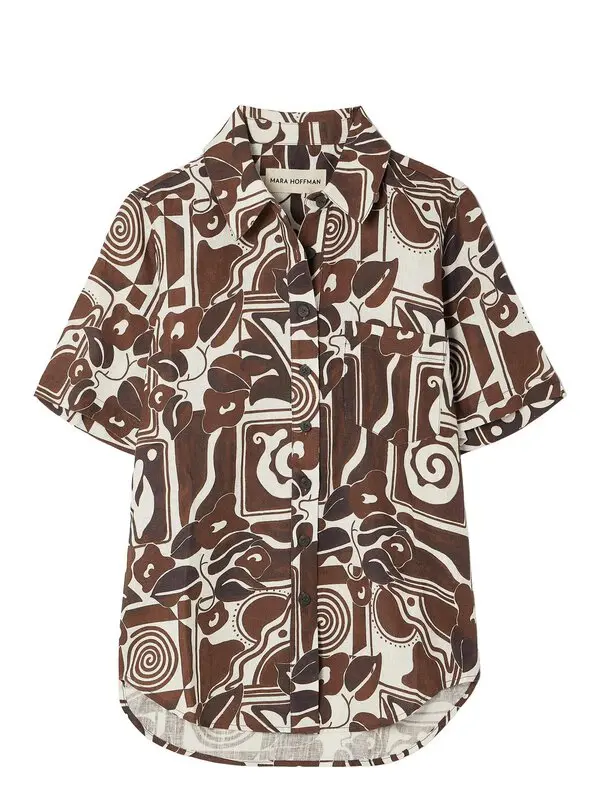 Mara Hoffman Finn Printed Hemp Shirt - Brown