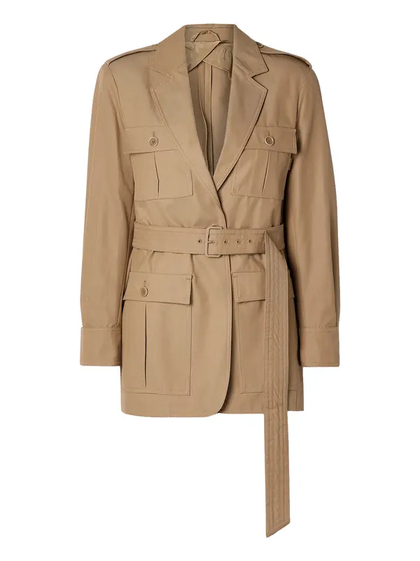 Max Mara Pacos Belted Cotton-canvas Jacket - Metallic
